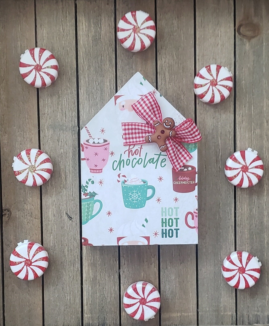 Hot Cocoa Christmas Mini Wood House/ Gingerbread Man/ Red & White ...