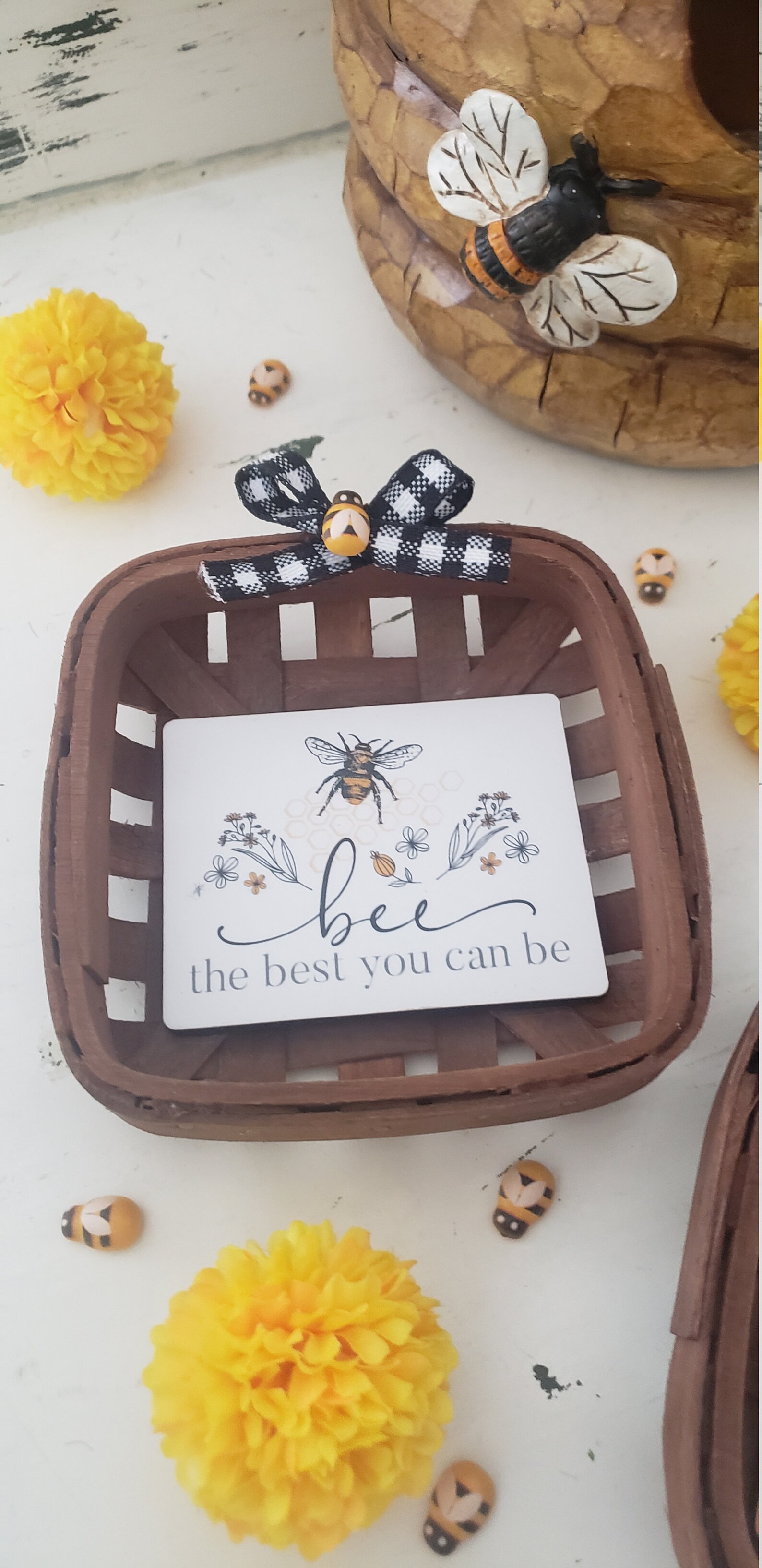 Mini Bee Themed Tobacco Basket for Tiered Trays/summer/farmhouse/a ...