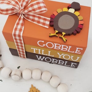 Thanksgiving Turkey Mini Book Stack/gobble Till You Wobble/ Tiered Tray ...