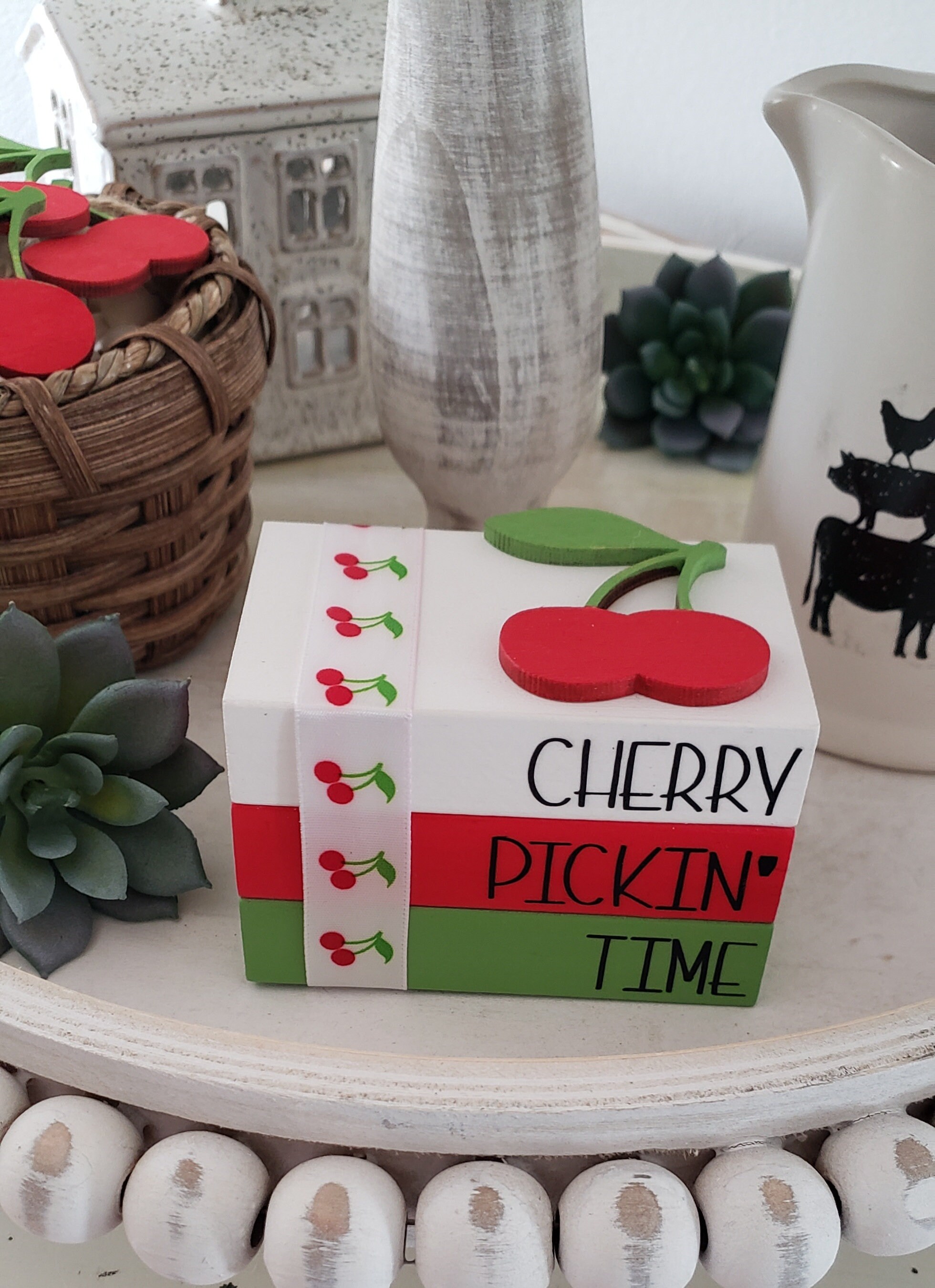 Cherry Themed Mini Book Stack/ Cherry Pickin' Time/ Summer - Etsy