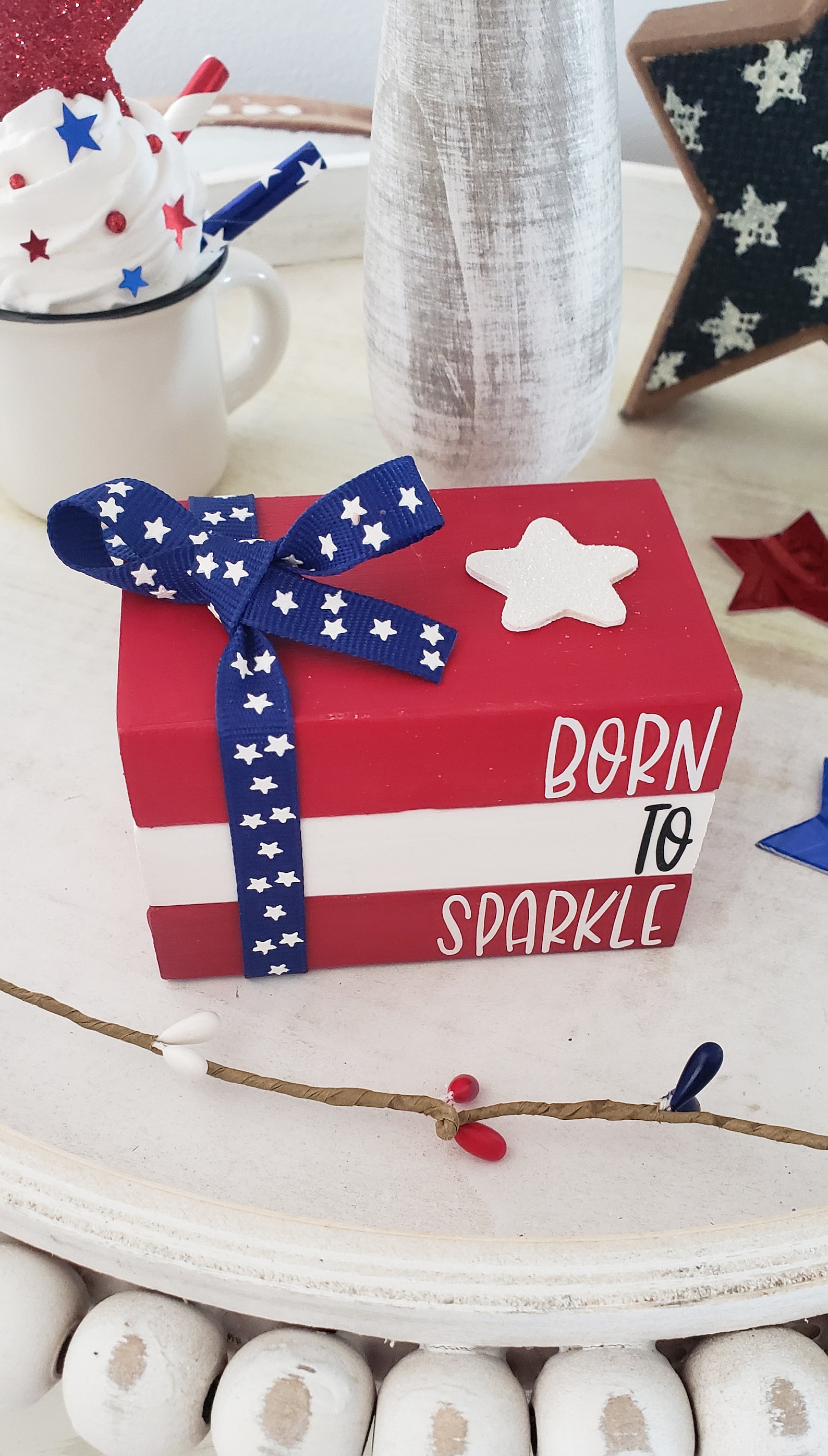 Patriotic Mini Book Stack/memorial Day/ 4th of July/ Veterans | Etsy