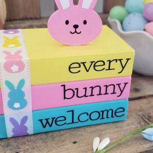 Easter Bunny Mini Book Stack/peeps/every Bunny Welcome/tiered Tray ...