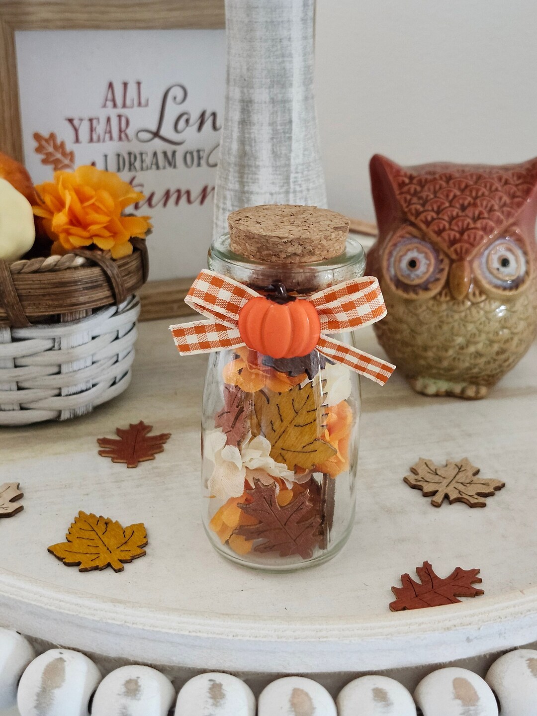 Fall Mini Jar/tiered Tray Decor/autumn/mums/leaves/pumpkin/fall Decor ...