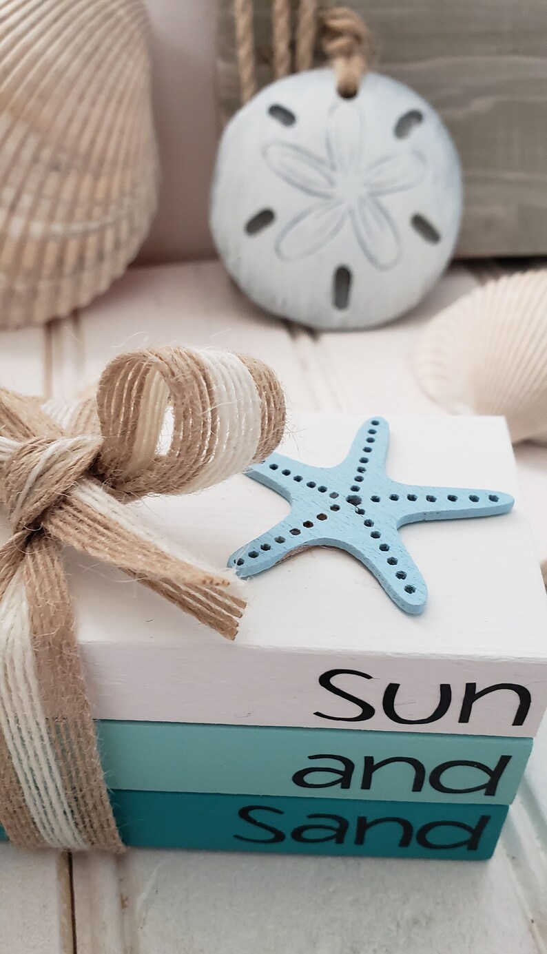 Beach Mini Book Stack/sun and Sand/ Starfish/coastal/ | Etsy
