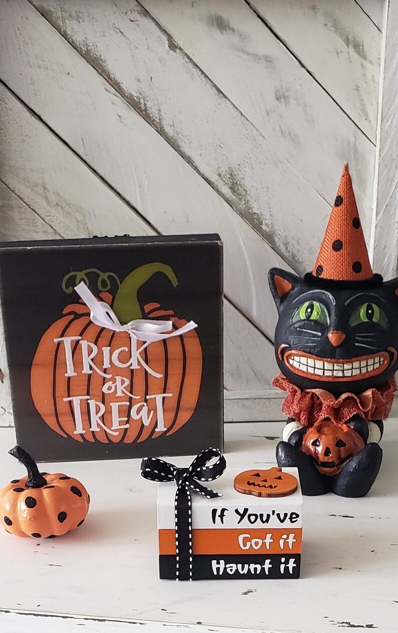 Halloween Mini Book Stack/pumpkin/ Trick or Treat/ Fall/tier - Etsy