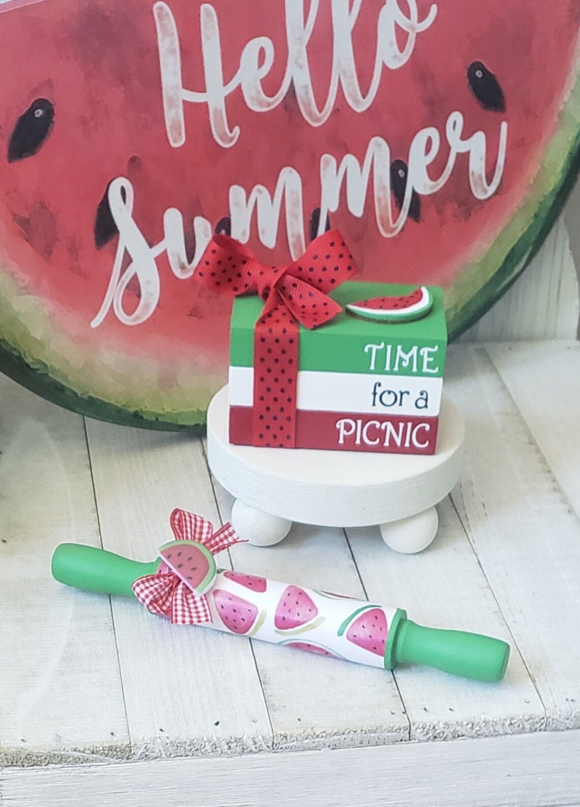 Watermelon Mini Book Stack or Watermelon Mini Rolling Pin/summer Time ...
