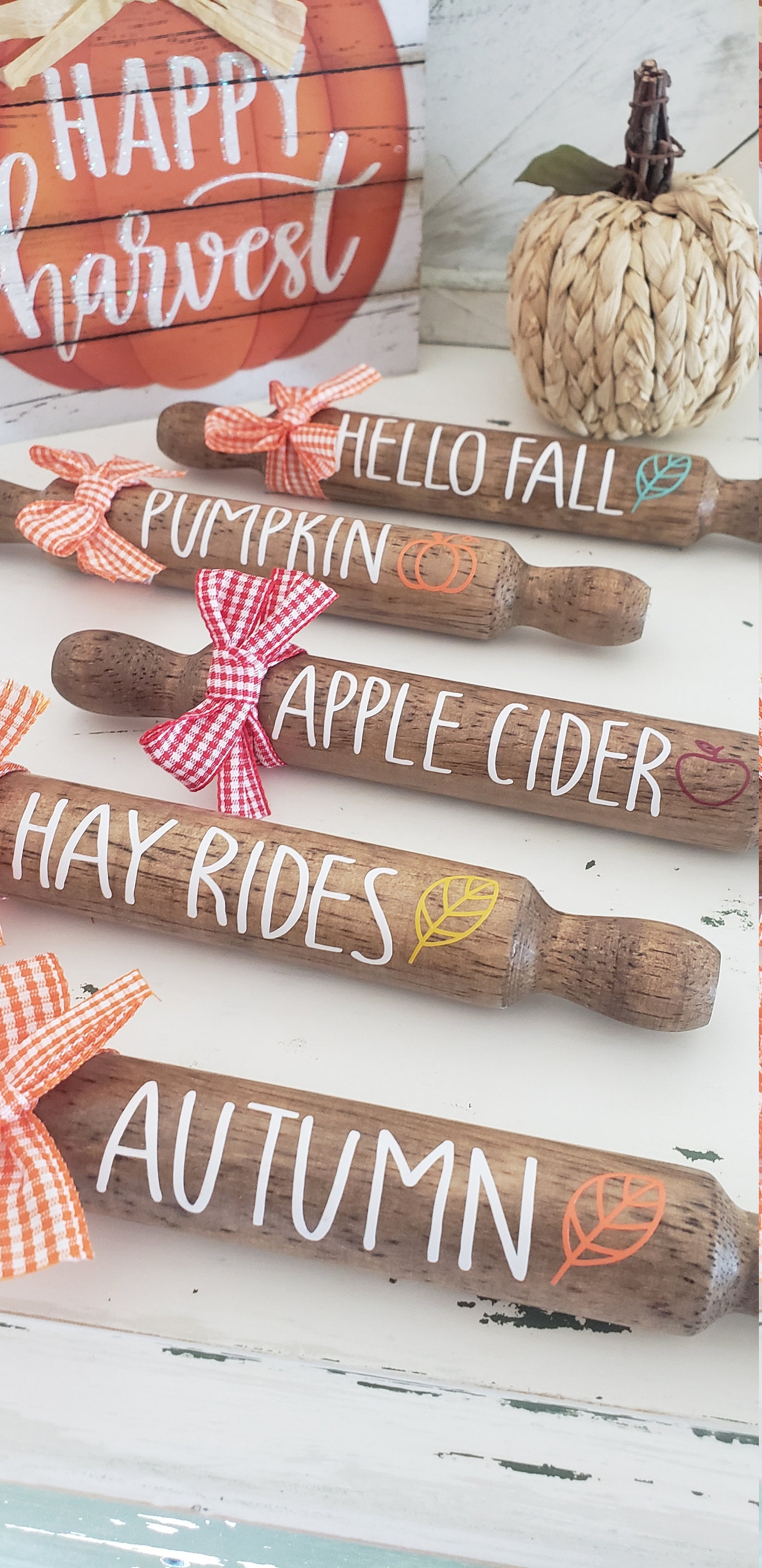 Fall Farmhouse Mini Rolling Pins/ Autumn/ Tier Tray Decor - Etsy