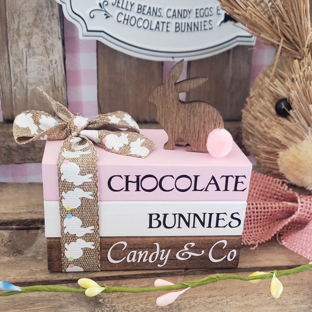 Easter Mini Book Stack/chocolate Bunnies/candy - Etsy