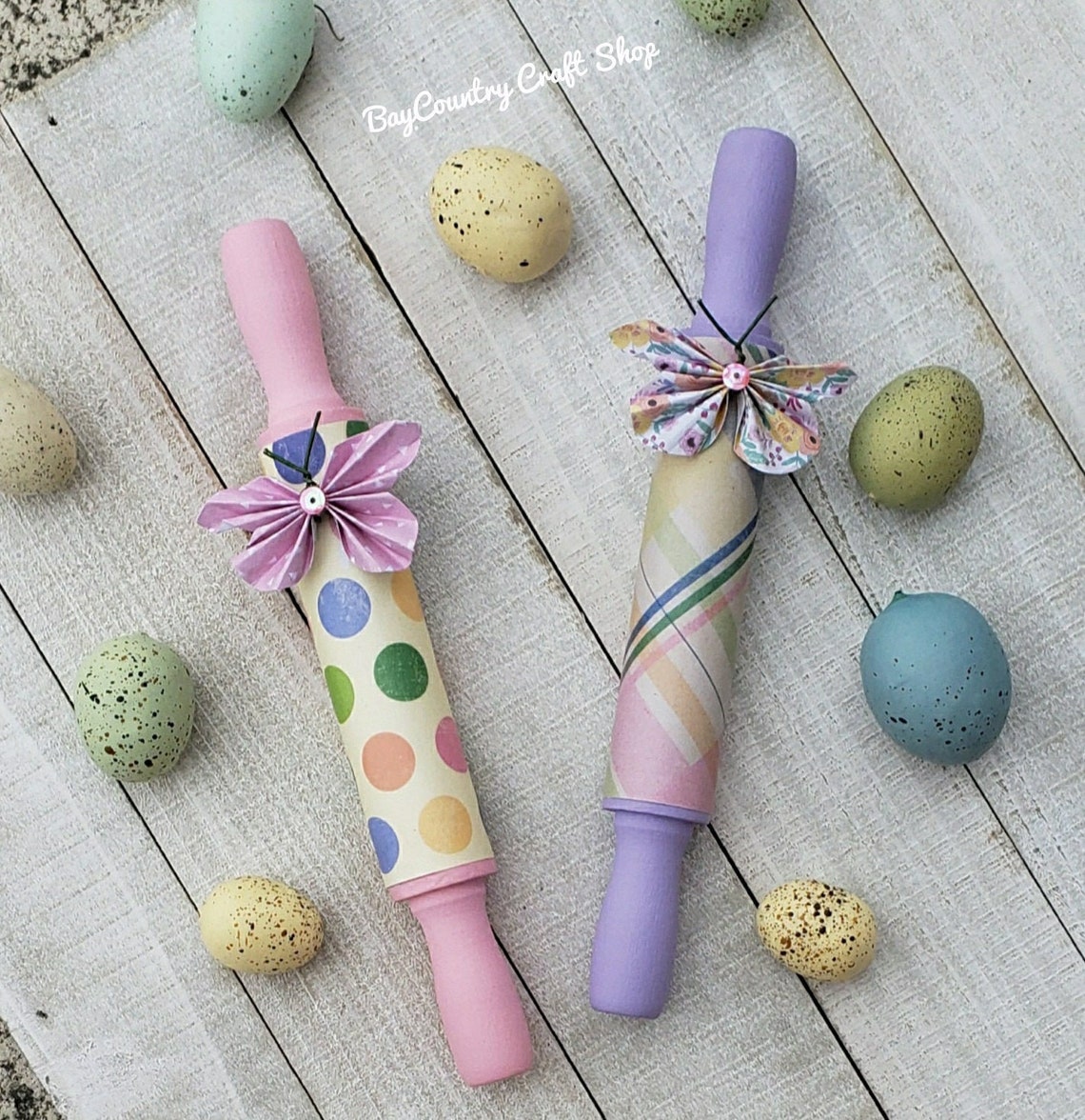 Easter/spring Mini Rolling Pins/butterfly Accent/ Tier Tray - Etsy