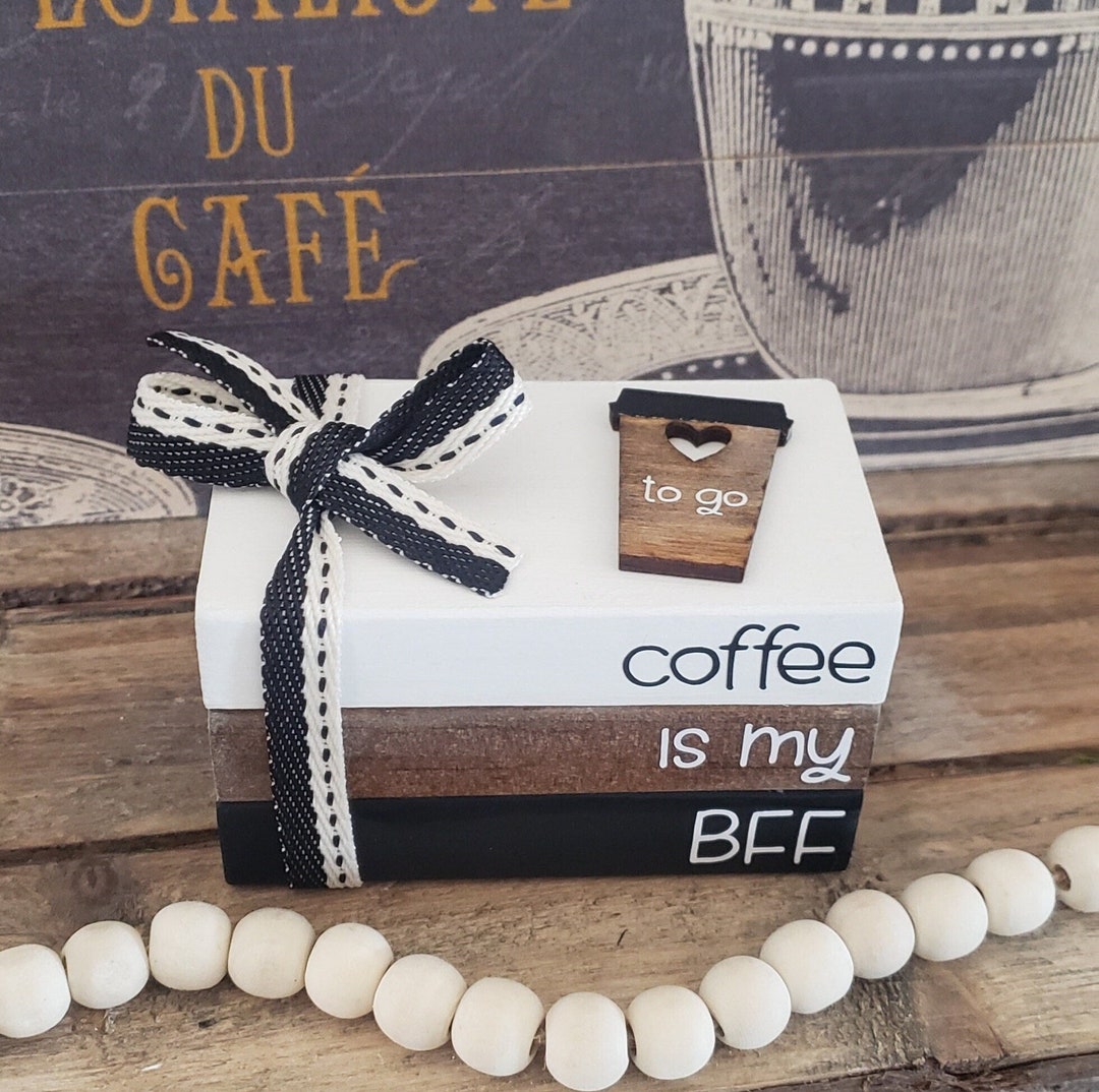 Coffee Mini Book Stack/to Go Cup//tiered Tray Decor/coffee Bar ...