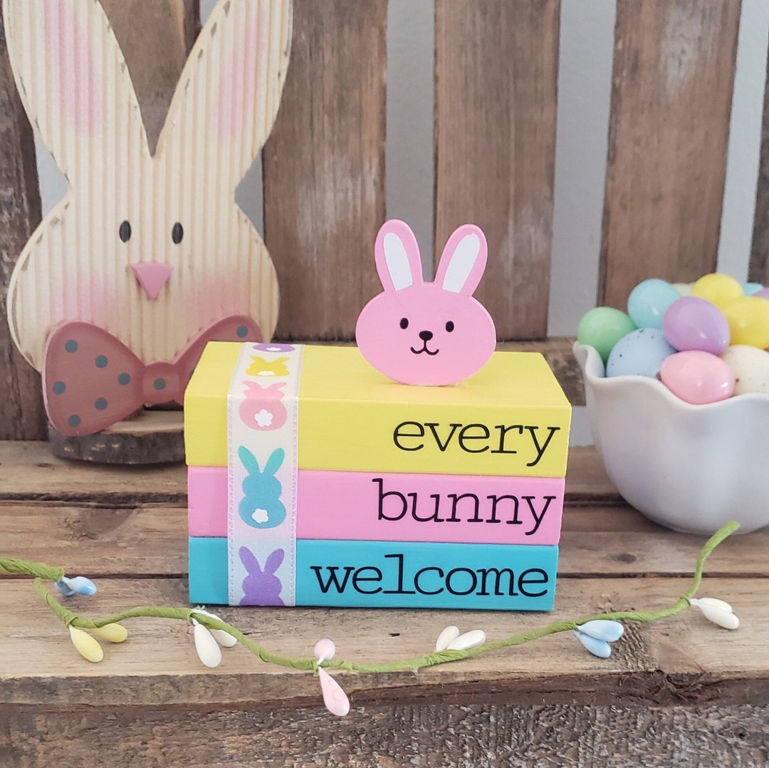 Easter Bunny Mini Book Stack/peeps/every Bunny Welcome/tiered Tray ...