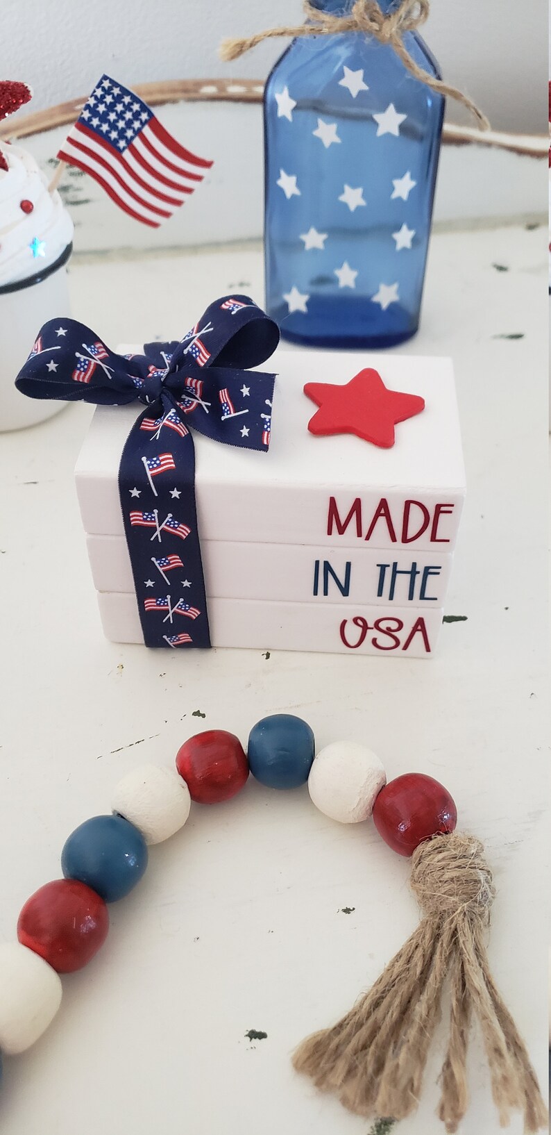 Patriotic Mini Book Stack/born in the Usa/4th of July/memorial Day ...