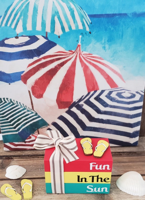 Summer Flip Flop Mini Book Stack or Mini Rolling Pin/ Fun in - Etsy