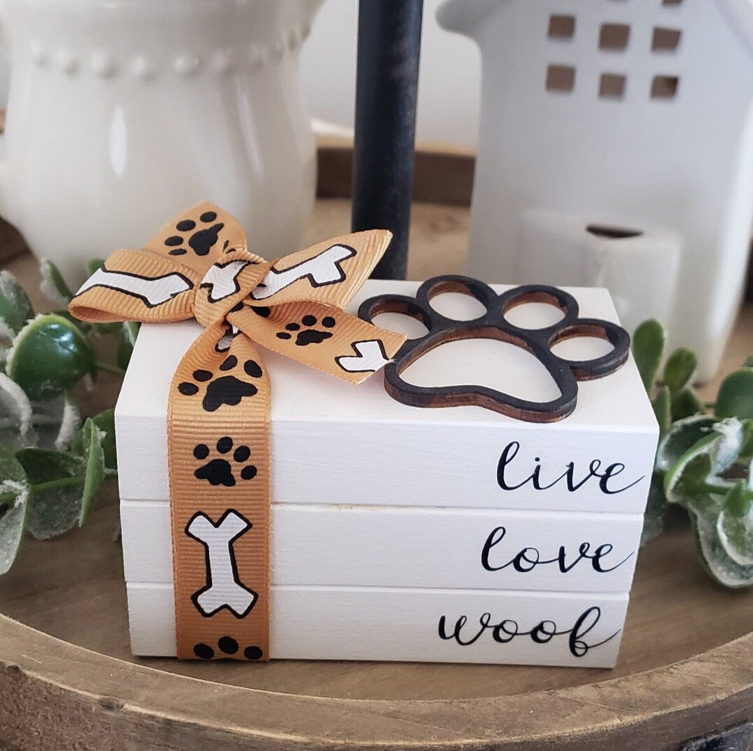 Dog Mini Book Stack/live Love Woof/dog Lovers/tiered Tray Decor ...