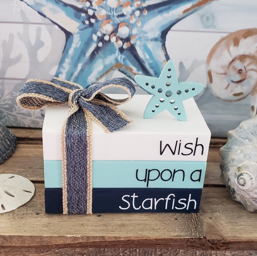 Beach Mini Book Stack/ Starfish/summer/coastal/nautical/tiered Tray ...
