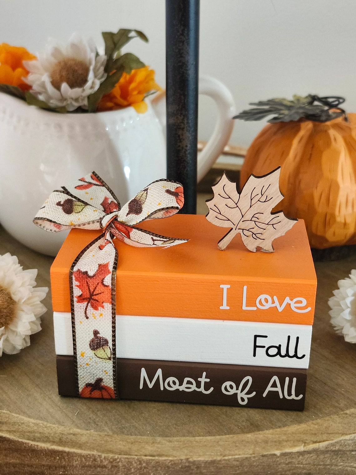Fall Mini Book Stack/tiered Traydecor/autumn Accent/leaves/love Fall ...