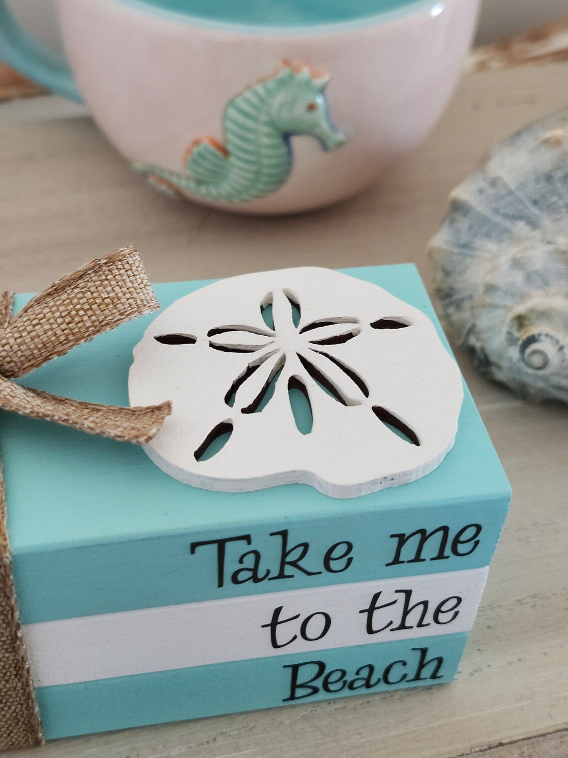 Beach Mini Book Stack/sand Dollar/summer/tiered Tray Decor/coastal ...