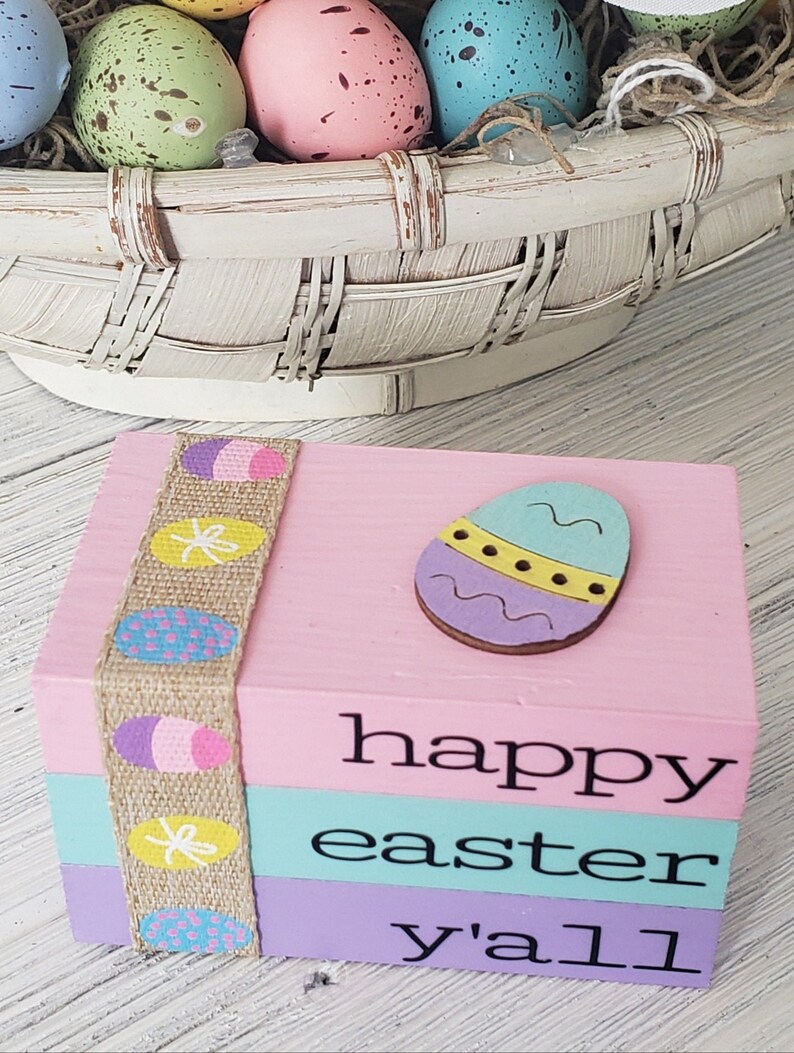 Easter Mini Book Stack/happy Easter Y'all/easter Egg/tier - Etsy
