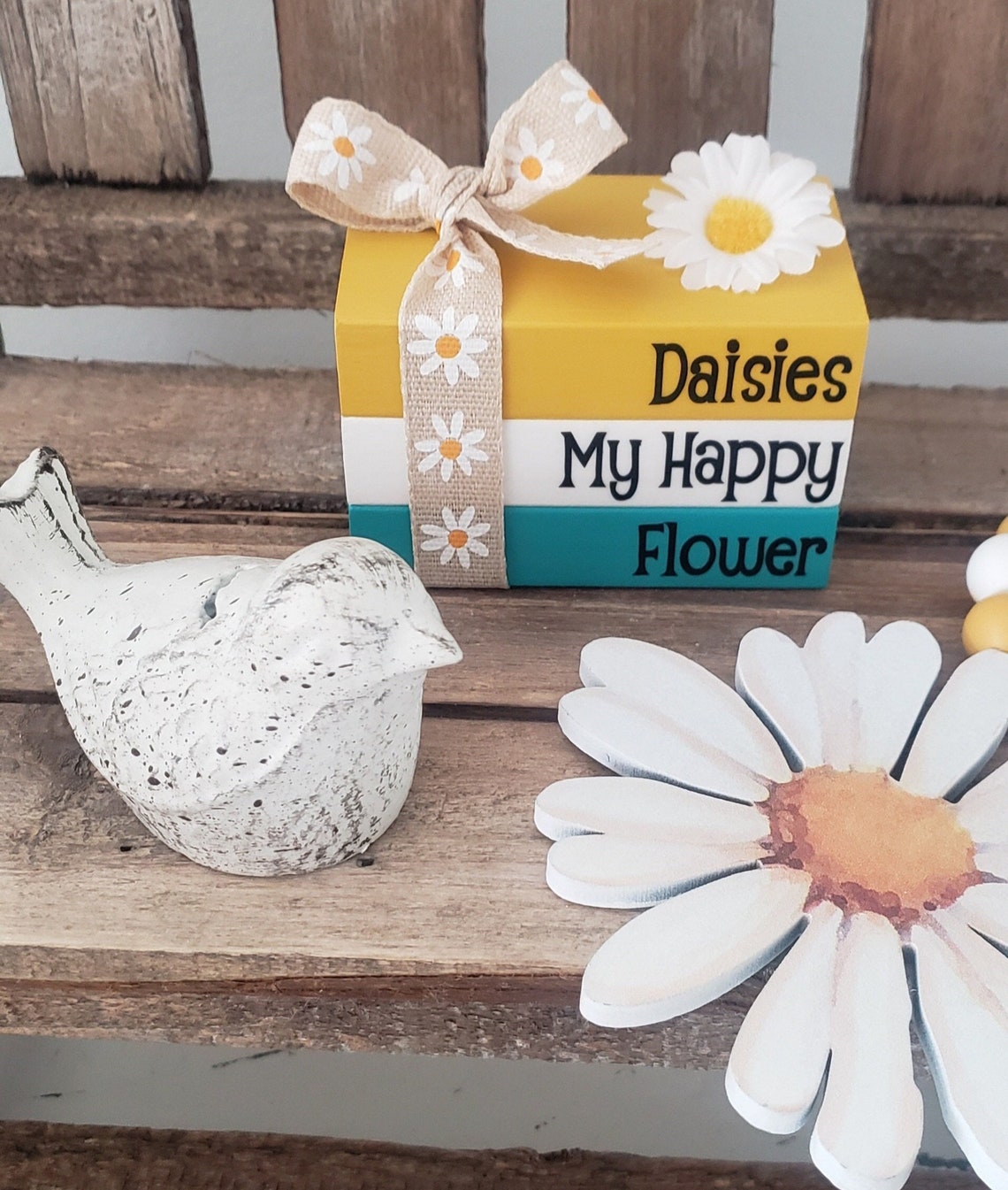 Daisy Mini Book Stack/spring/summer/my Happy Flower/tiered - Etsy