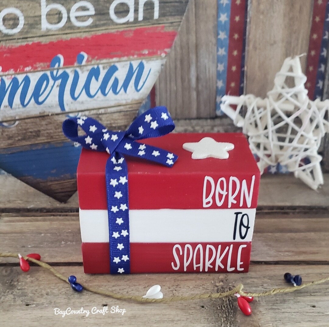 Patriotic Mini Book Stack/memorial Day/ 4th of July/ Veterans Day/stars ...