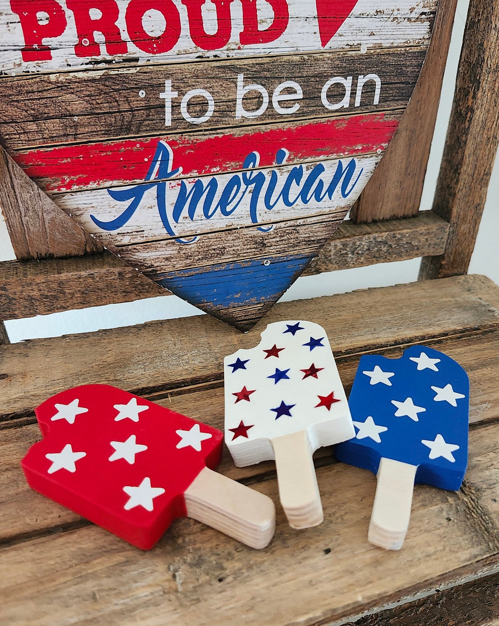 Patriotic Wood Popsicles/tiered Tray Decor/4th of July/memorial Day ...