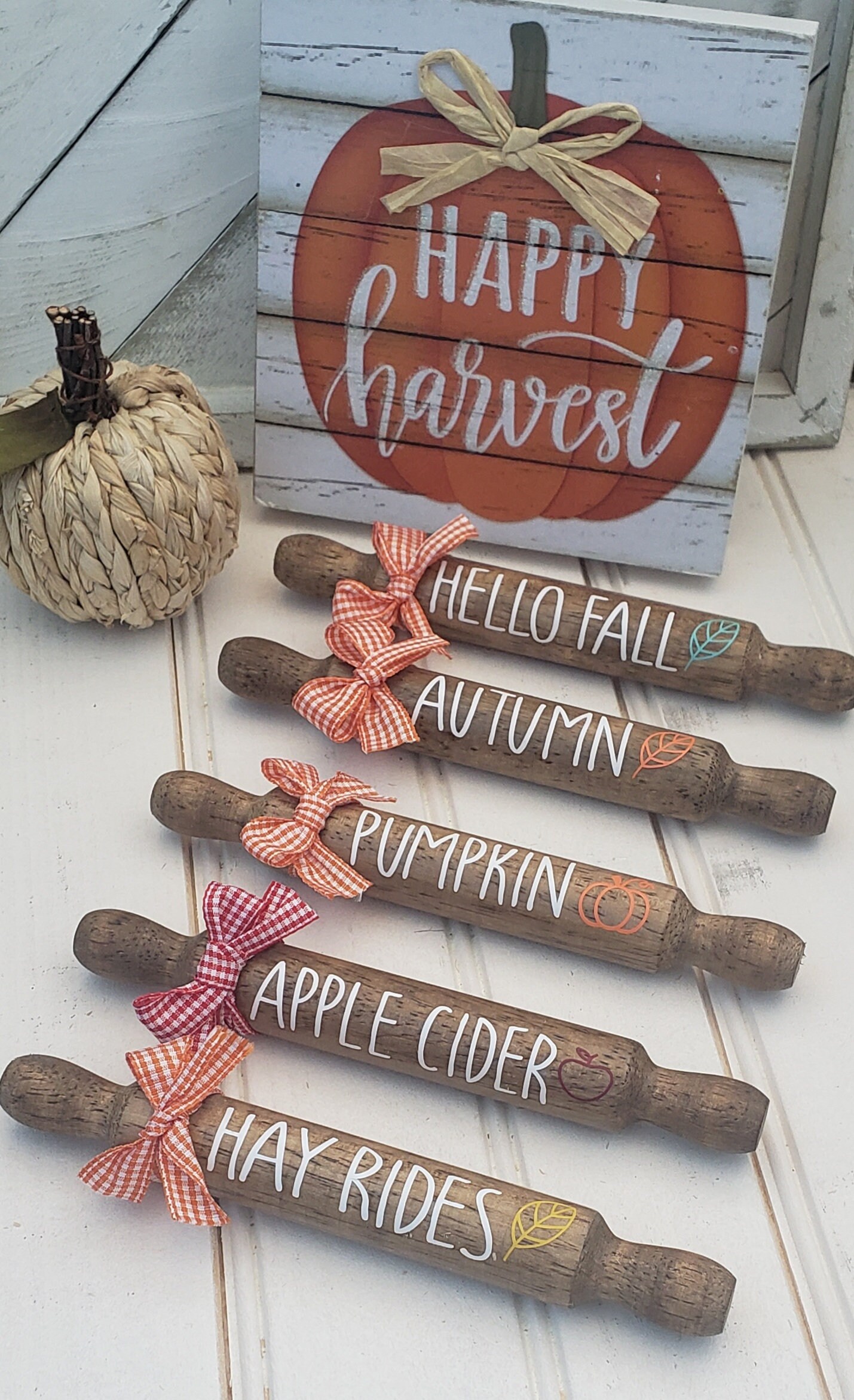 Fall Farmhouse Mini Rolling Pins/ Autumn/ Tier Tray Decor - Etsy