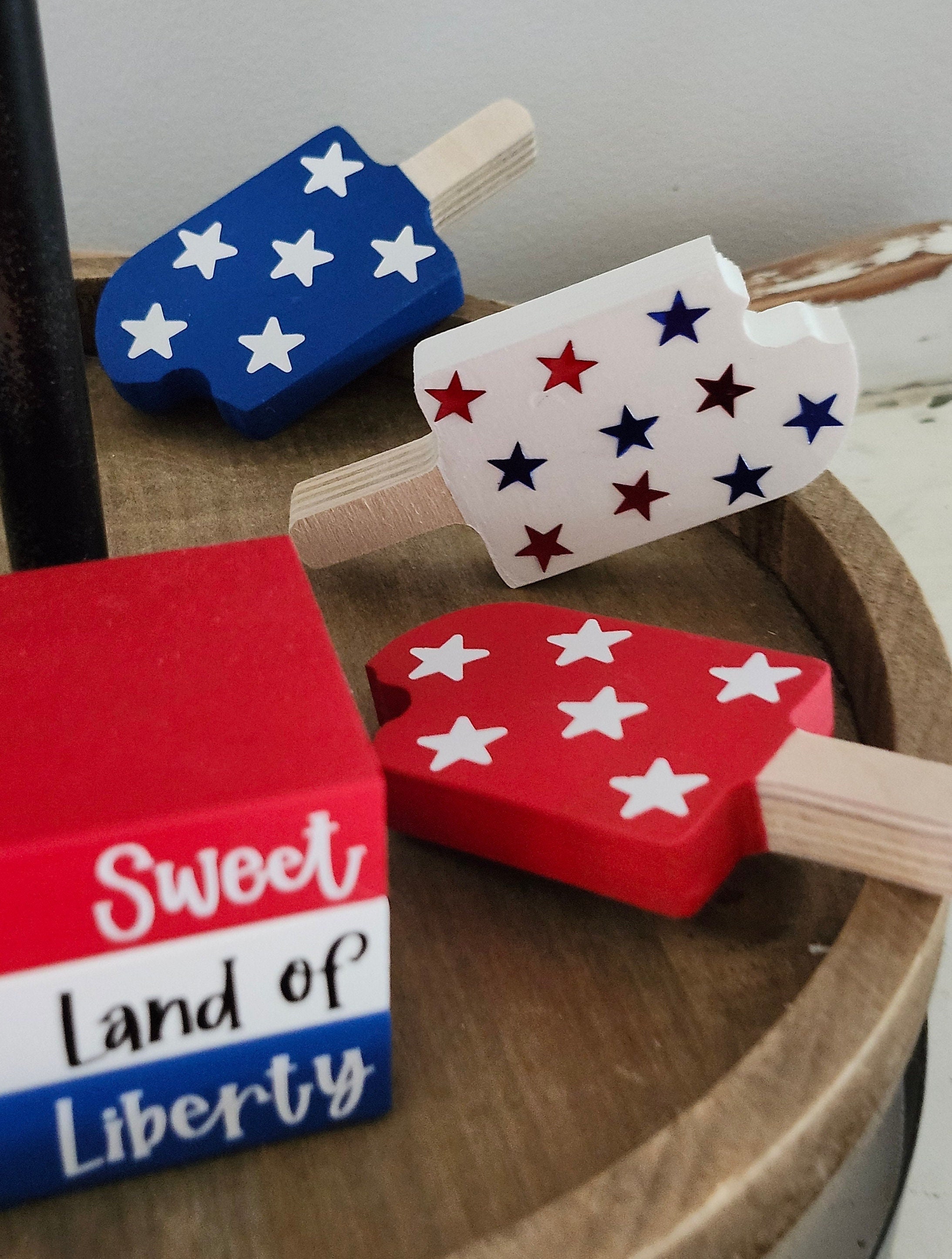 Patriotic Wood Popsicles/tiered Tray Decor/4th of July/memorial Day ...