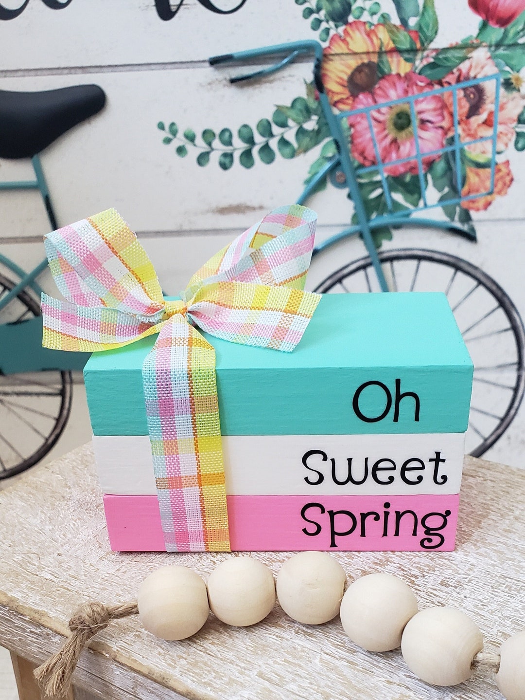 Spring Mini Book Stack/tier Tray Decor - Etsy