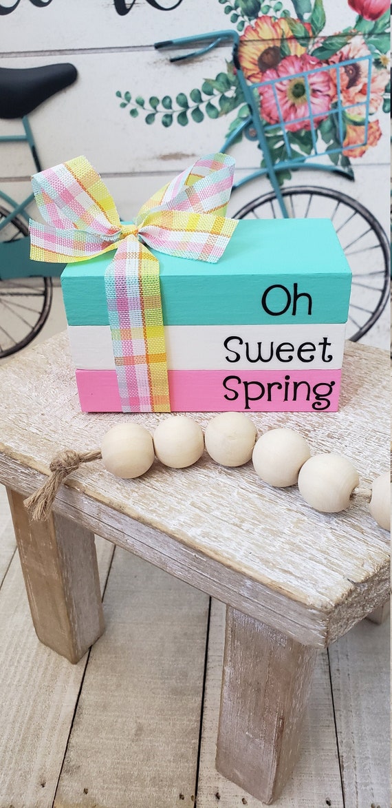 Spring Mini Book Stack/tier Tray Decor - Etsy