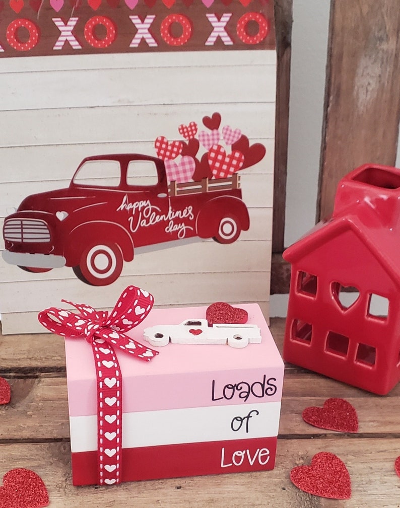 Valentine Mini Book Stack/loads of Love/vintage Truck/farmhouse/tiered ...