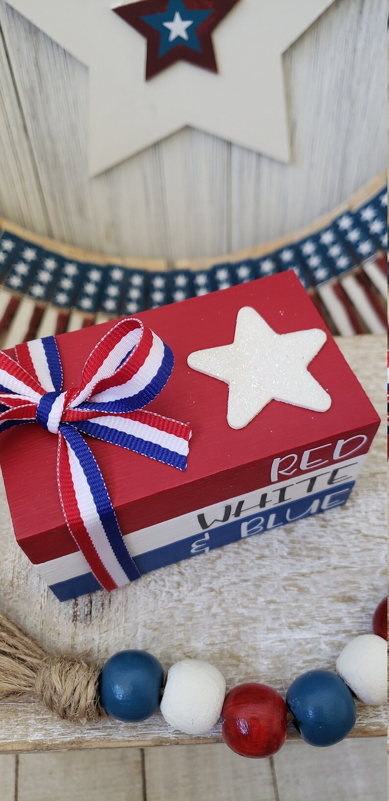 Patriotic Mini Book Stack/4th of July/independence Day/red - Etsy