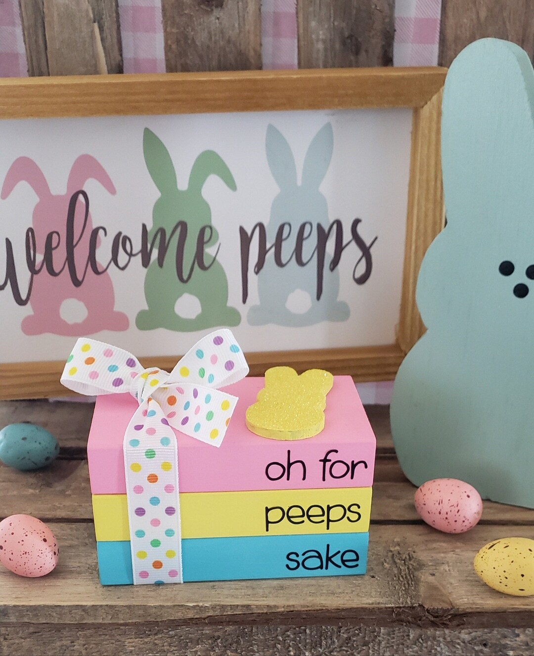 Easter Peep Mini Book Stack/oh for Peeps Sake/tiered Tray - Etsy