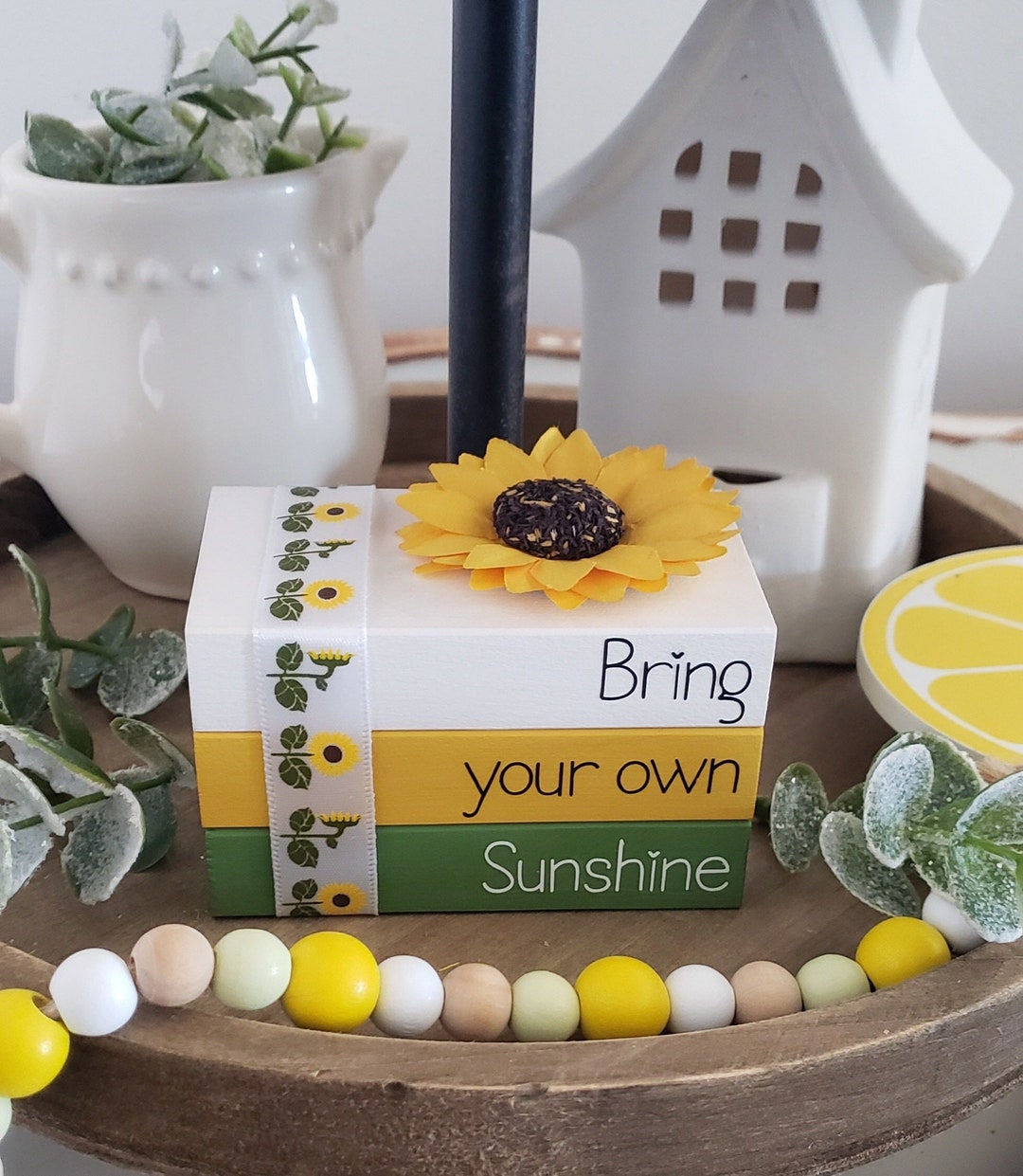 Sunflower Mini Book Stack/summer Decor/spring Decor/everyday Accent ...