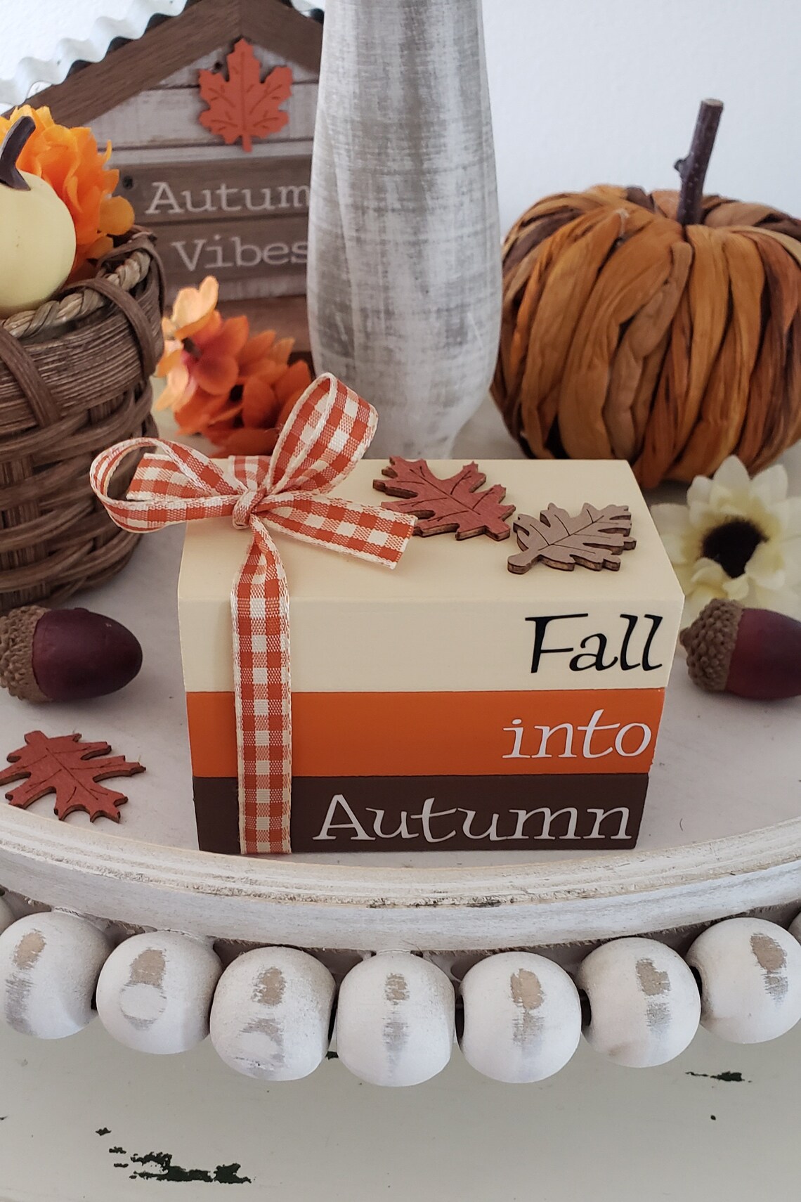 Fall Mini Book Stack/autumn/leaves/tiered Tray Decor/ - Etsy