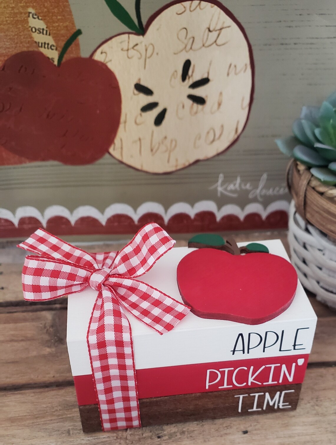 Fall Apple Mini Book Stack/autumn/harvest/farmhouse/tiered Tray Decor ...