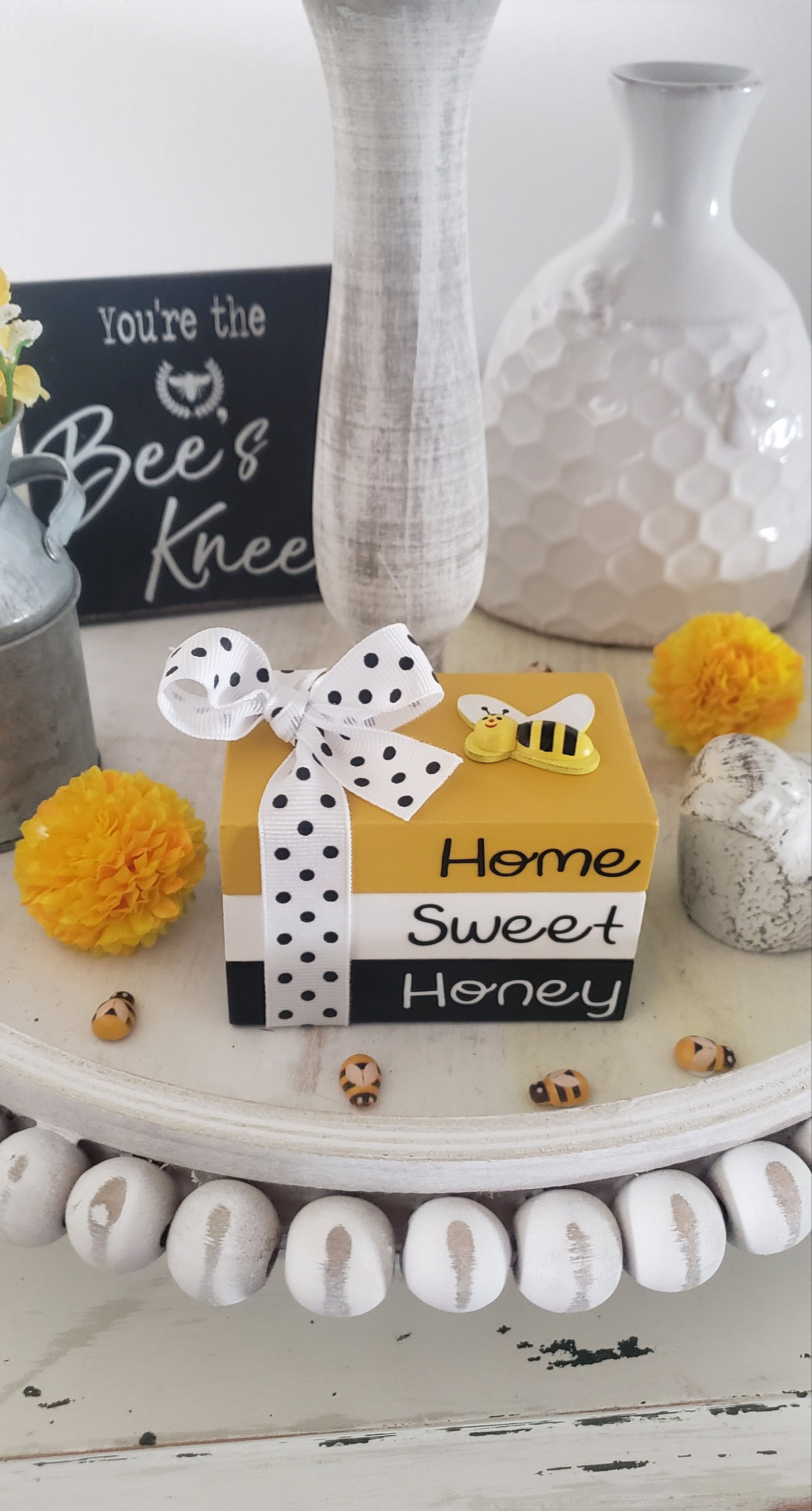 Bee Mini Book Stack/home Sweet Honey/summer/tiered Tray Decor/farmhouse ...