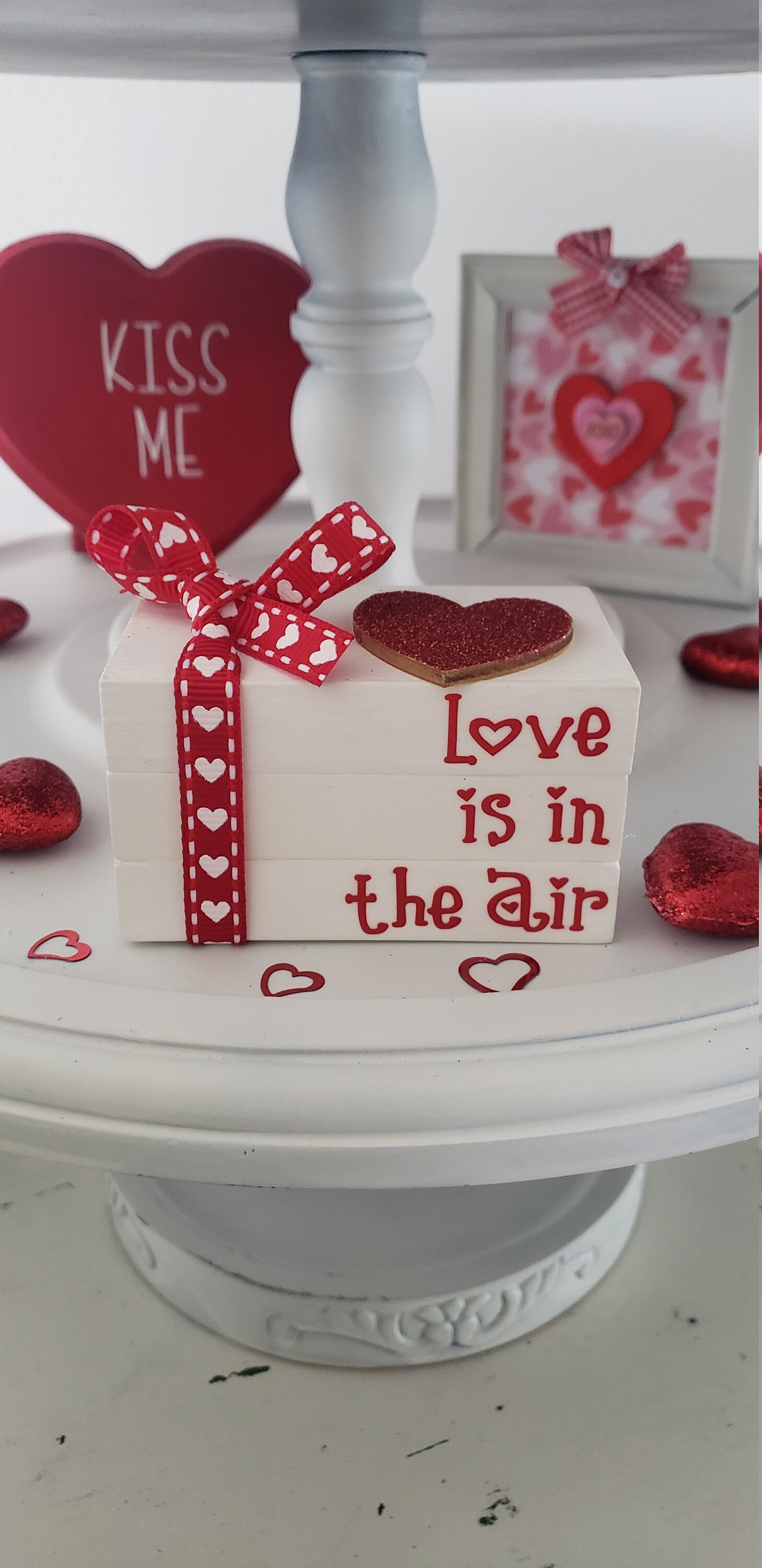 Valentine Mini Book Stack/love is in the Air/hearts/tiered Tray Decor ...