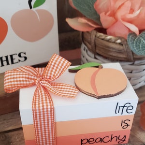 Peach Mini Book Stack/spring/summer/fruit/farmhouse/tiered Tray Decor/a ...