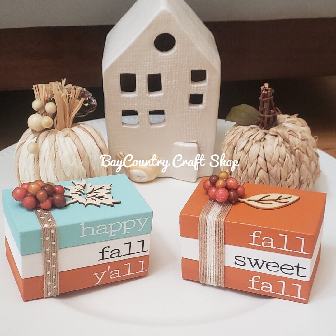 Fall Mini Wood Book Stacks/happy Fall Y'all/fall Sweet Fall/autumn/tier ...
