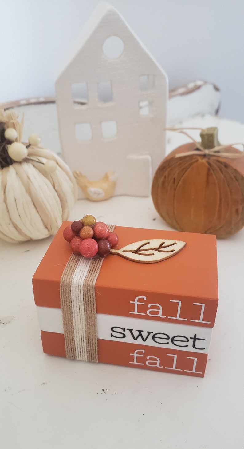 Fall Mini Wood Book Stacks/happy Fall Y'all/fall Sweet | Etsy
