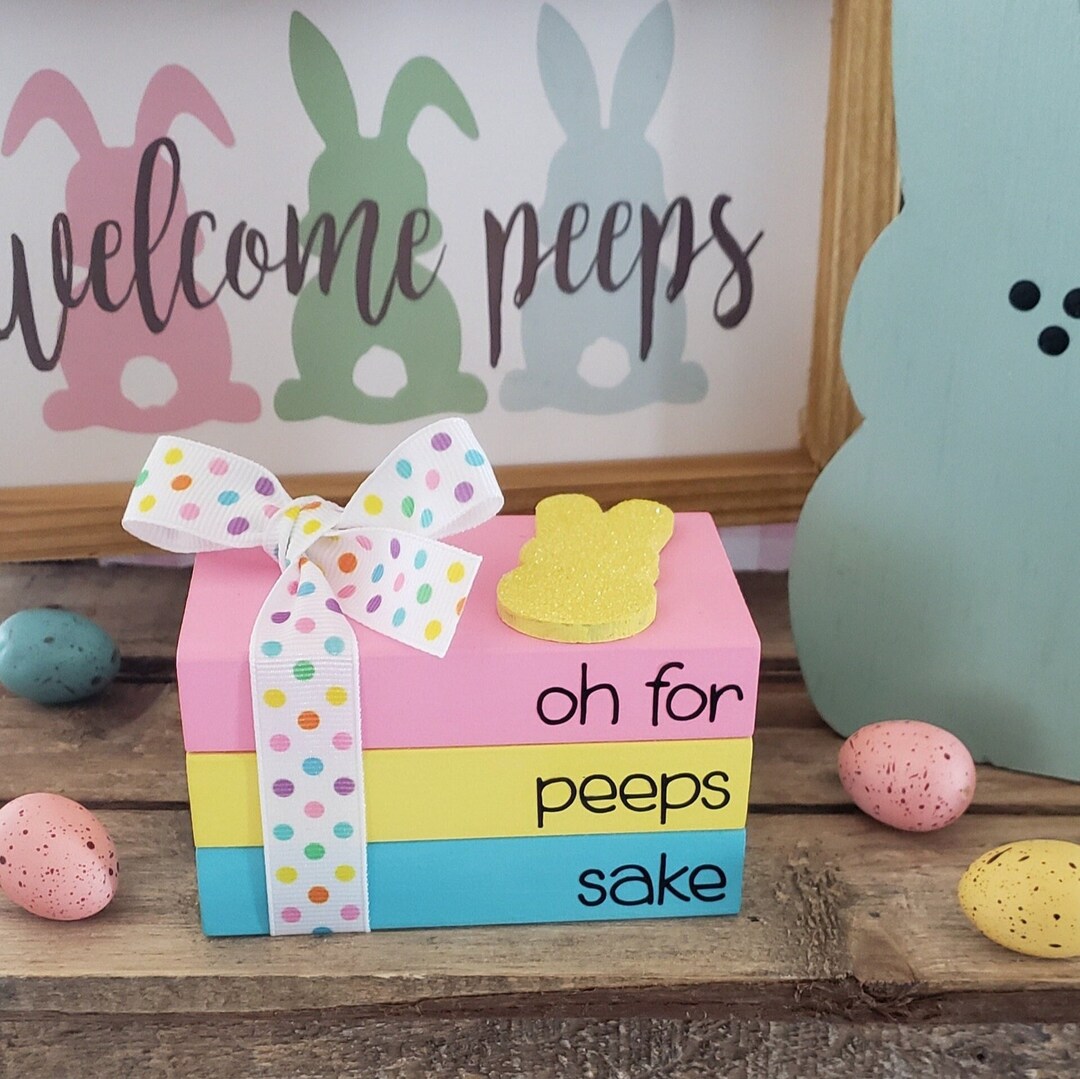 Easter Peep Mini Book Stack/oh for Peeps Sake/tiered Tray Decor/a ...