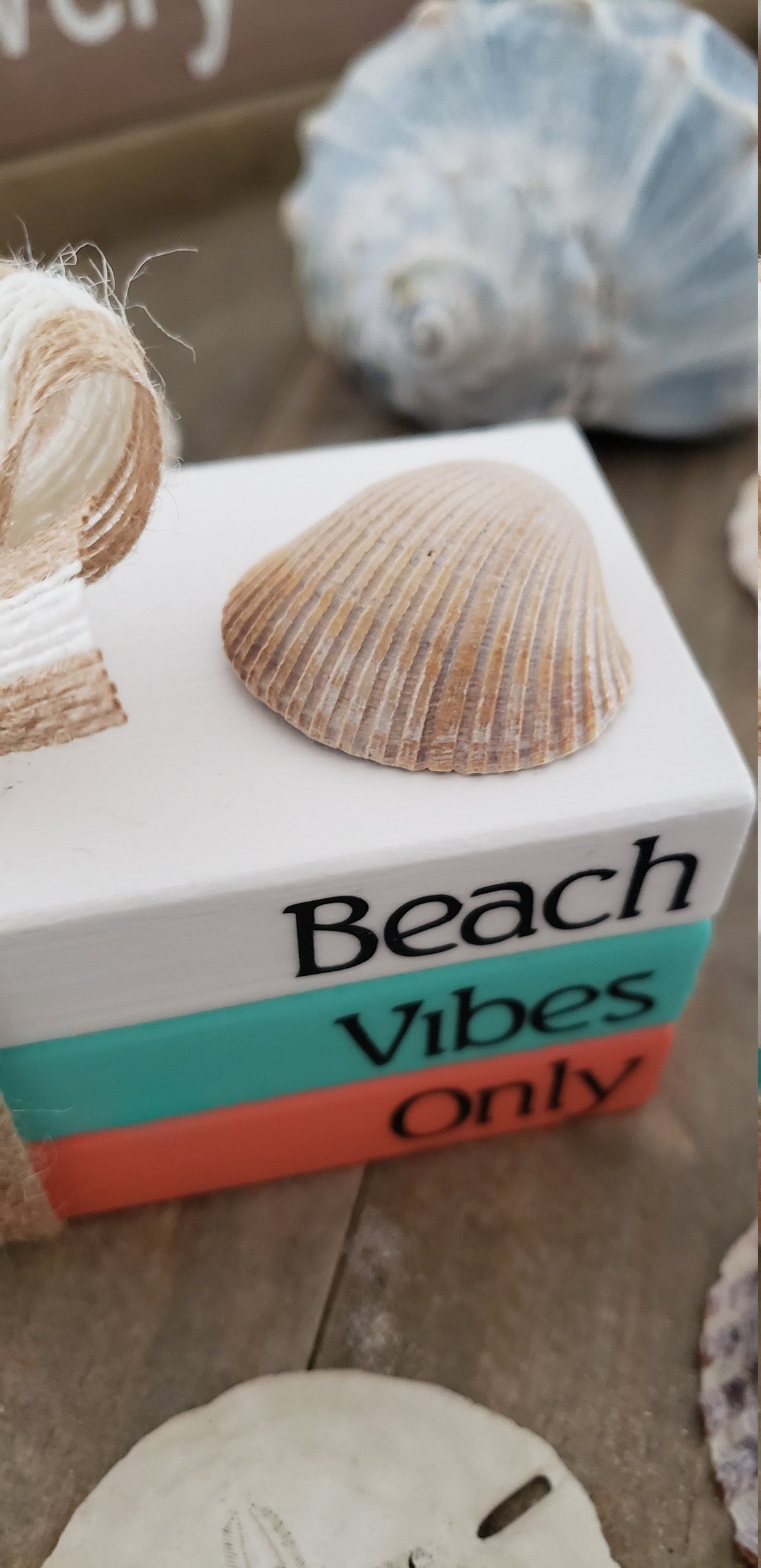 Beach Mini Book Stack/beach Vibes Only/seashell/coral and | Etsy