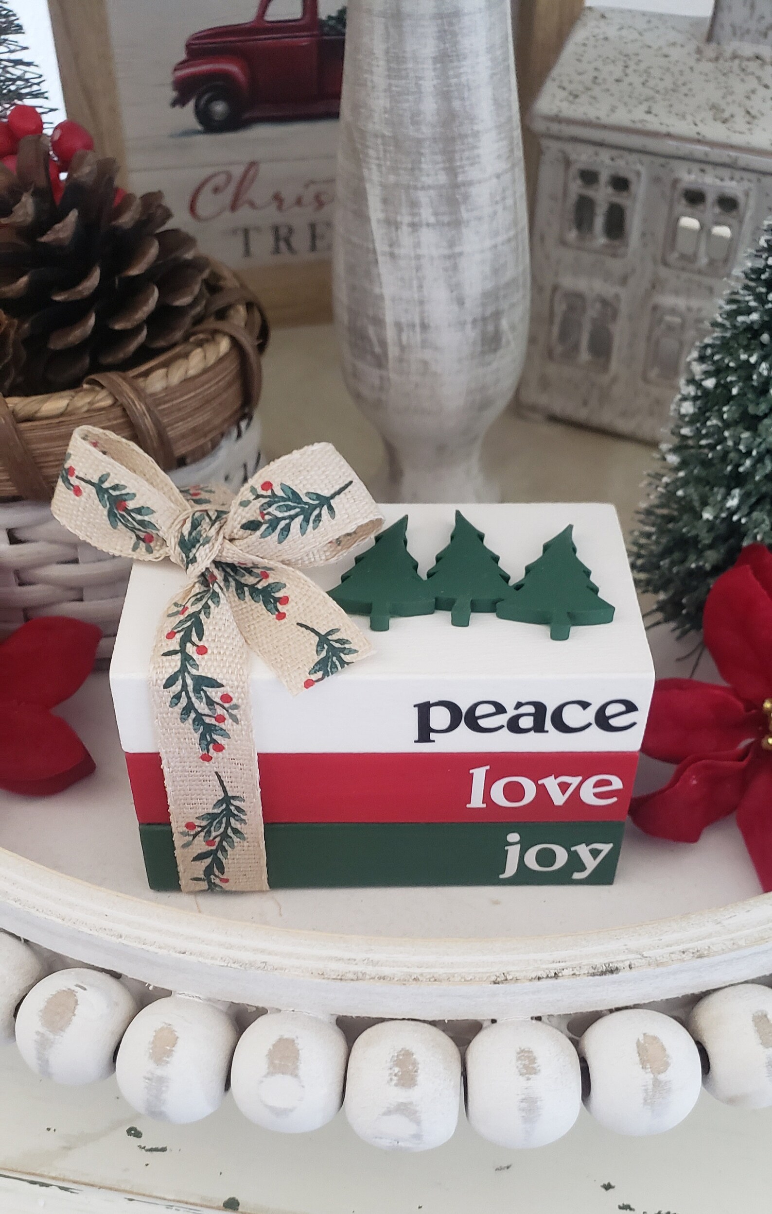 Christmas Mini Book Stack/christmas Trees/farmhouse/tiered - Etsy