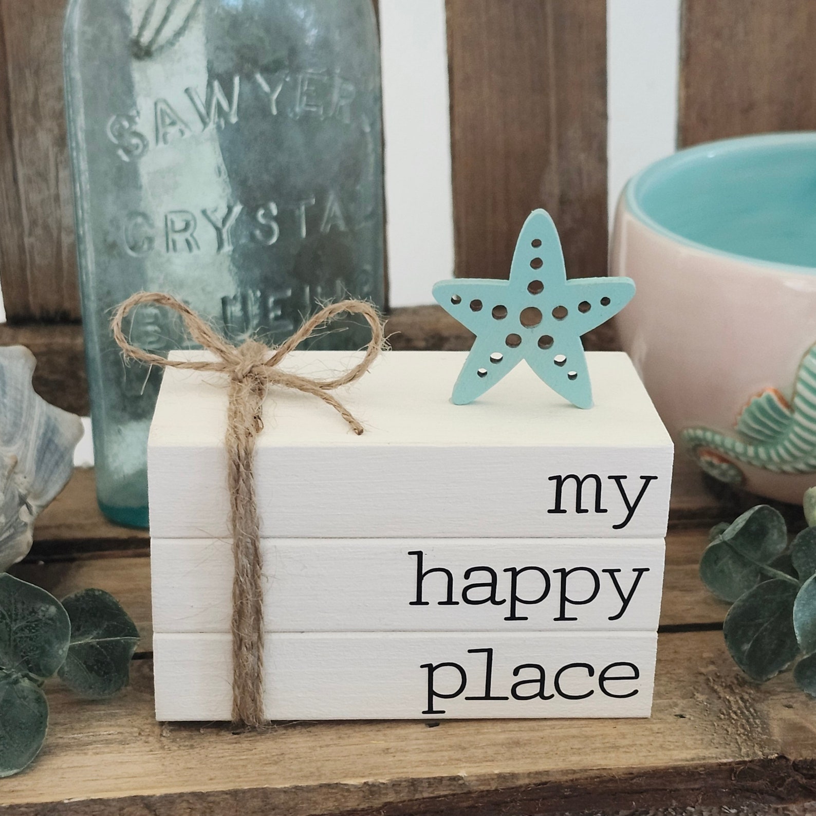 Beach Mini Book Stack/starfish/coastal Decor/nautical/everyday Decor ...