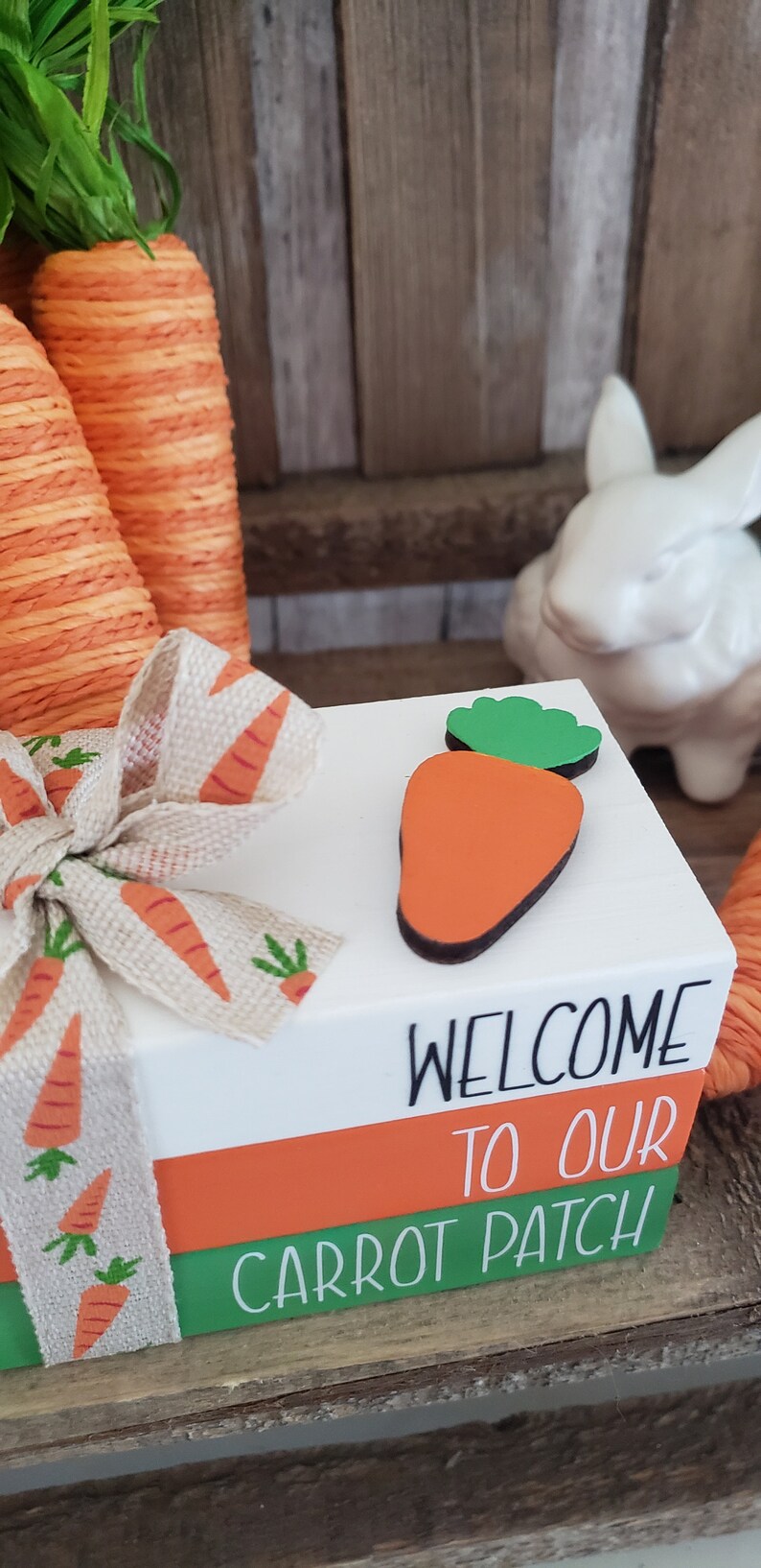 Easter Carrot Patch Mini Book Stack/farmhouse/rae Dunn Inspired/tiered ...