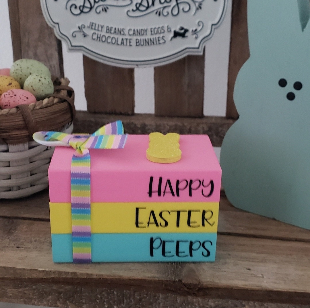 Easter Peep Mini Book Stack/happy Easter Peeps/tiered Tray Decor - Etsy