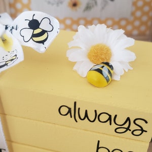 Bee Mini Book Stack/bee Happy/daisies/summer/spring/farmhouse/tiered ...