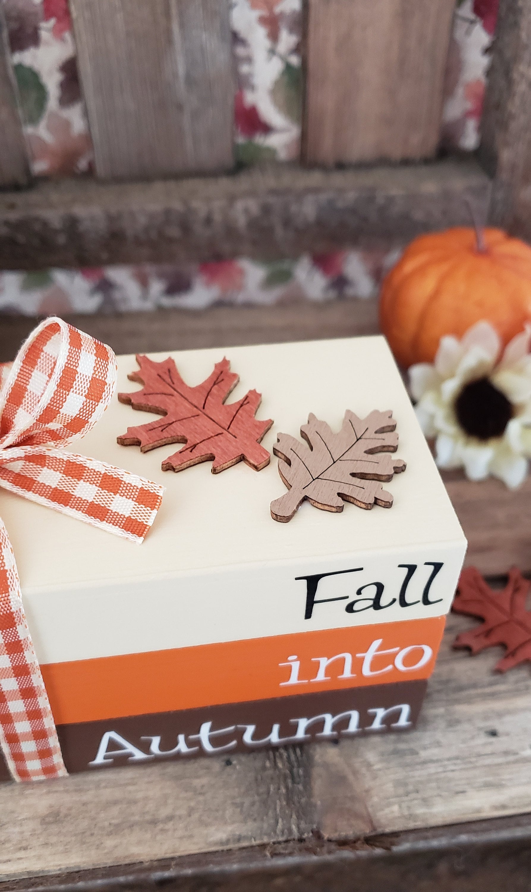 Fall Mini Book Stack/autumn/leaves/tiered Tray Decor/ Farnhouse/a ...