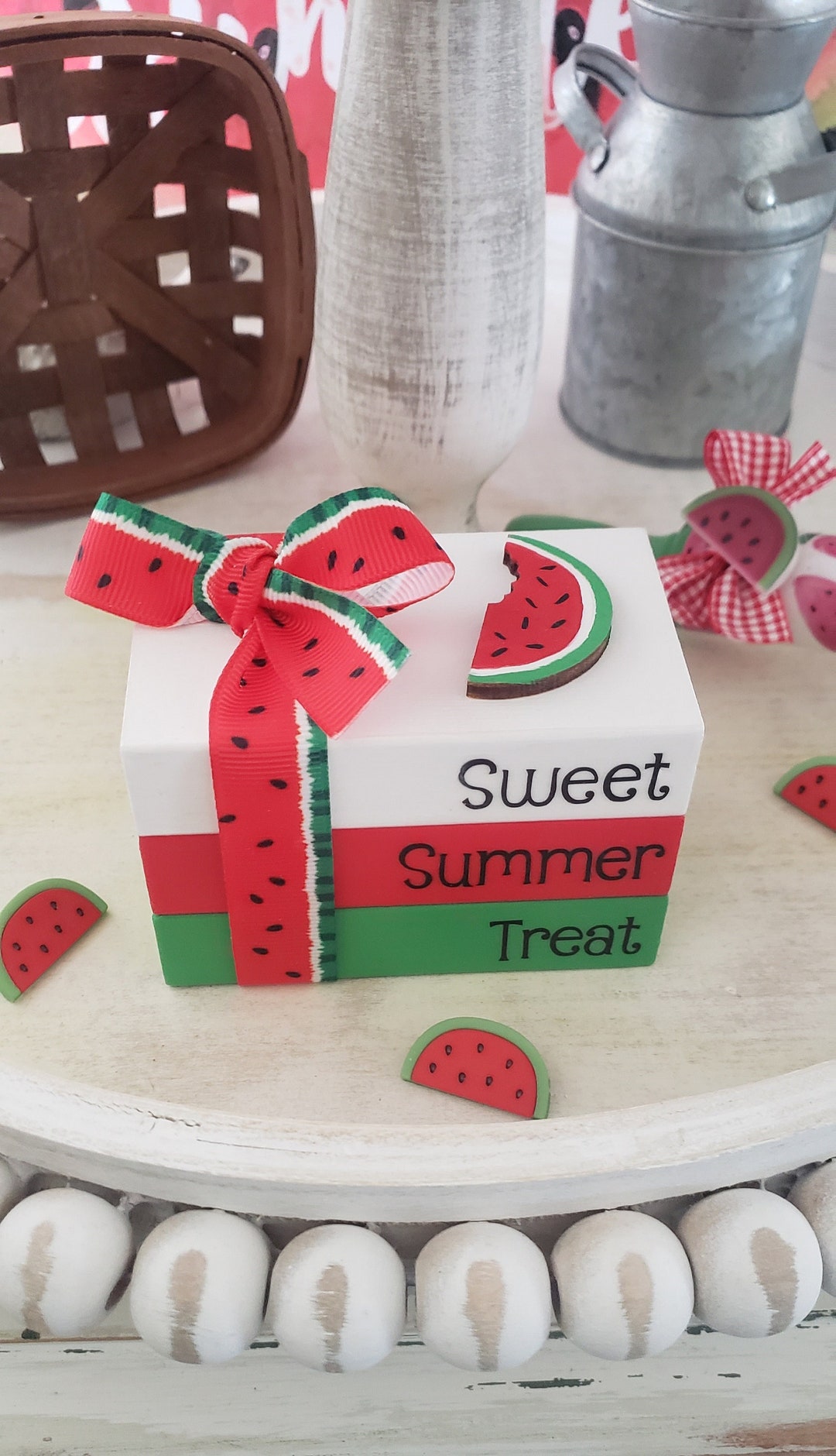Watermelon Mini Book Stack/sweet Summer Time/farmhouse/tiered Tray ...