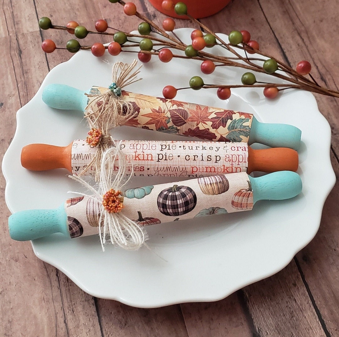 Fall Mini Rolling Pins/pumpkin/leaves/ Tier Tray Decor/original Design ...